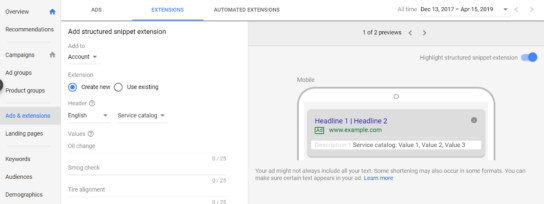 Effective Structured Snippet Extensions: Setup & Examples - Store Growers