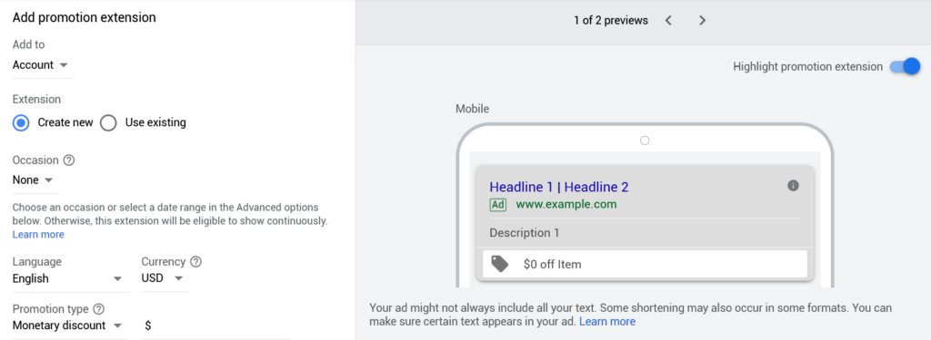 Promotion Extensions: Leverage Discounts In Google Ads - Store Growers